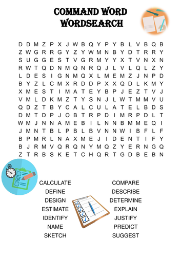 Gcse Command Word Revision Wordsearch Teaching Resources