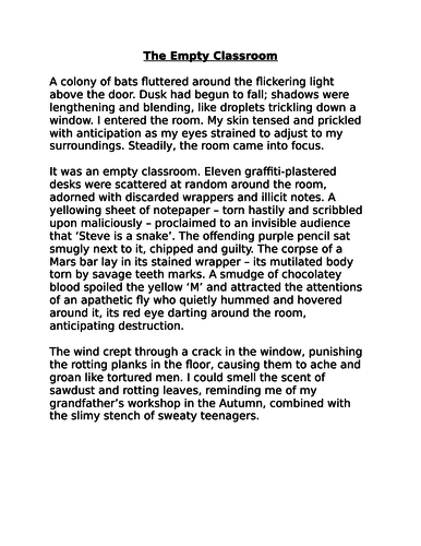 How to write a horror description - 1 hour lesson | Teaching Resources