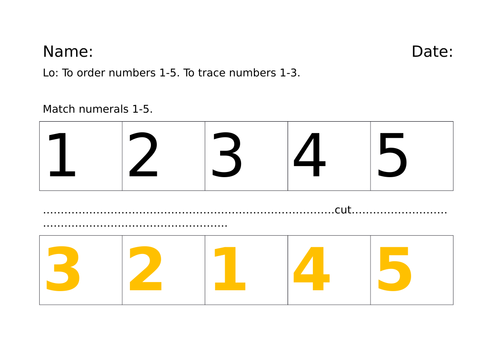Special needs/early learning matching numerals and quantities 1-5 ...