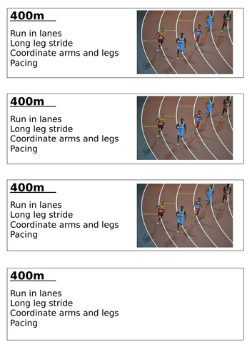 Set of Athletics Key Points Worksheets | Teaching Resources