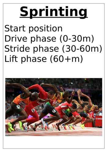 Set of Athletics Key Points Worksheets | Teaching Resources