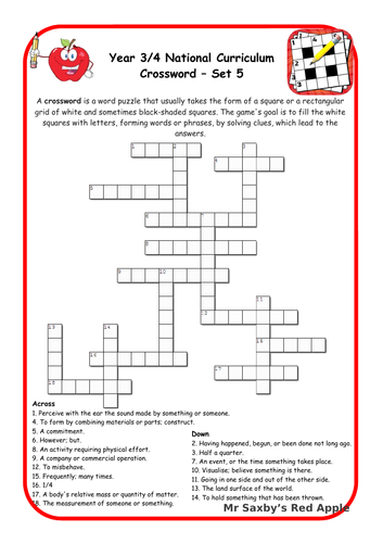 KS2 Crossword year 3/4 spelling national curriculum answers included 18 ...