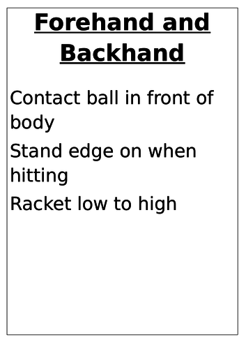 Set of Tennis Resource Cards | Teaching Resources