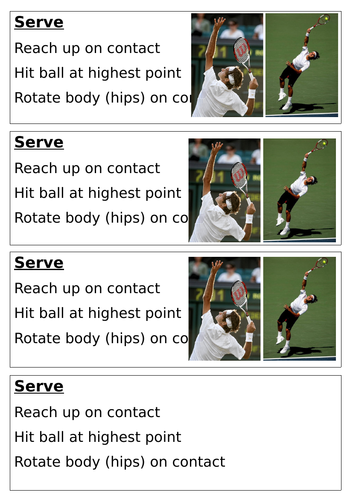 Set of Tennis Resource Cards | Teaching Resources