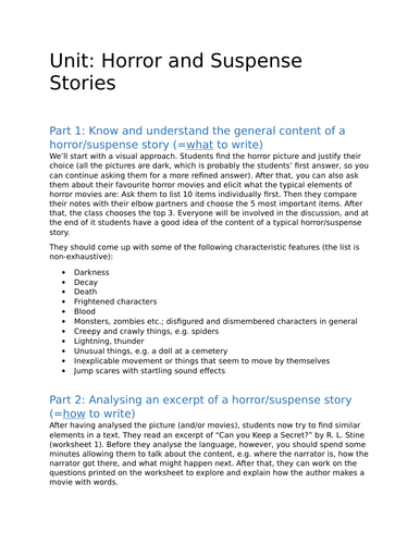 UNIT: Horror and Suspense Stories | Teaching Resources