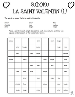 French Valentine's Day Sudoku Games - La Saint Valentin by ...