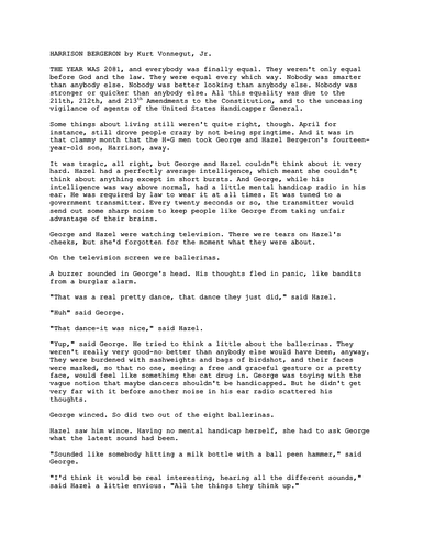 Short story activity: Harrison Bergeron - Carousel activity | Teaching ...