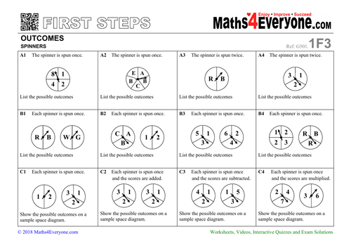 Listing Outcomes (Worksheets with Solutions) | Teaching Resources