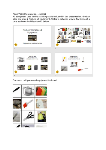 Utensils and equipment game | Teaching Resources