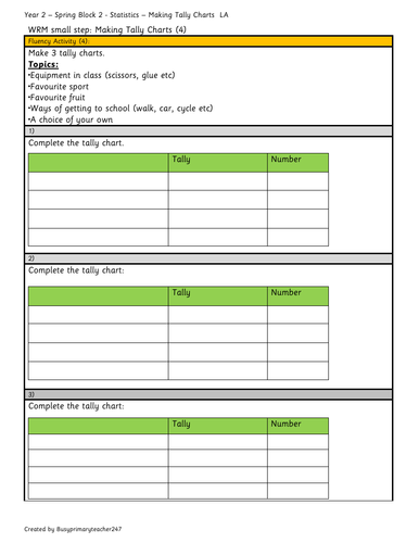 Year 2 - WRM Spring block 2 - Statistics - Making Tally Charts (week 3 ... Year 2 - WRM Spring block 2 - Statistics - Making Tally Charts (week 3 ...