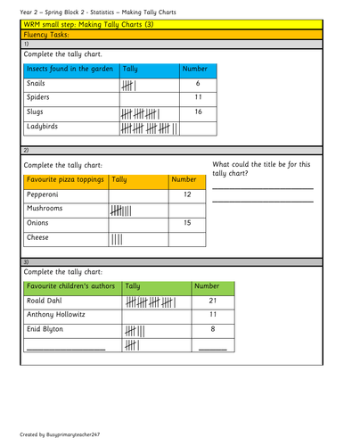 Year 2 - WRM Spring block 2 - Statistics - Making Tally Charts (week 3 ... Year 2 - WRM Spring block 2 - Statistics - Making Tally Charts (week 3 ...