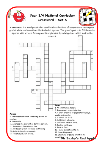 KS2 Crossword year 3/4 spelling national curriculum answers included 18 ...