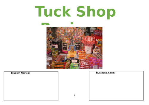 Tuck Shop Business Project - 6 Lessons + | Teaching Resources