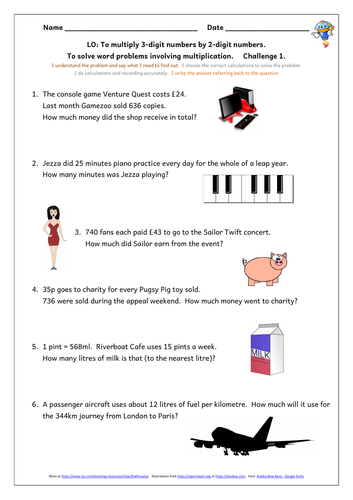 Multiplication Year 5 Written Multiplication 3-digits x 2-digits ...