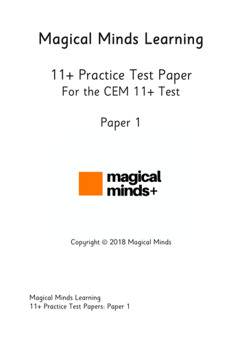11+ CEM paper 1 | Teaching Resources