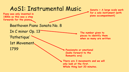 Edexcel GCSE Music Set Work Beethoven Piano Sonata | Teaching Resources