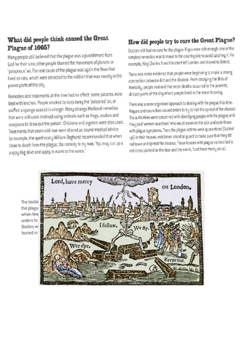 Great Plague GCSE History Health and the People | Teaching Resources