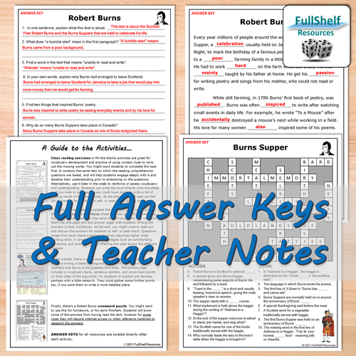 Robert Burns Reading Comprehension | Teaching Resources