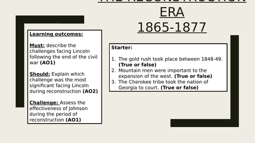 Reconstruction - American civil war (OCR SHP) | Teaching Resources