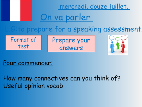 French studio 1 Module 4 Speaking preparation | Teaching Resources