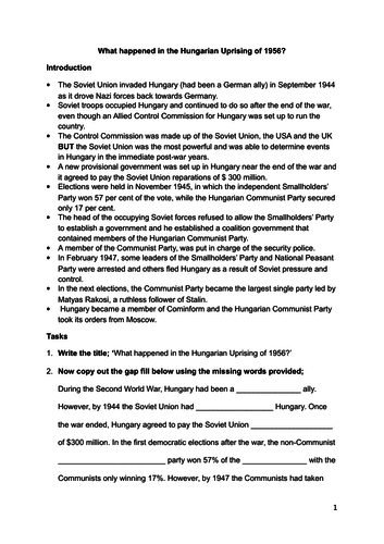 Edexcel 9-1-Superpower relations & Cold War - Lesson 7- Hungarian ...