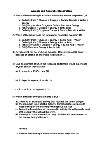 Complete lesson resource for teaching aerobic/anaerobic respiration ...