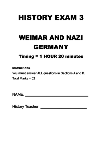 Exam Practice Paper and model answers- Edexcel 9-1- Weimar and Nazi ...