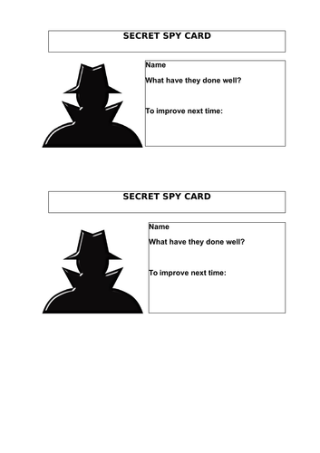Secret Spy Cards - Behaviour for Learning Resource | Teaching Resources