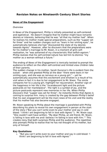 Nineteenth Century Short Stories Knowledge Organiser - IGCSE | Teaching ...