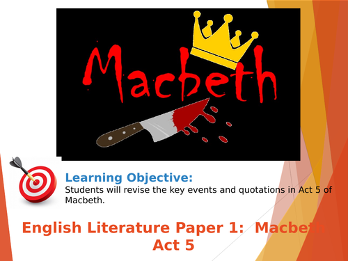AQA Macbeth Revision Activity: Plot Summary & Questions on Act 5 ...