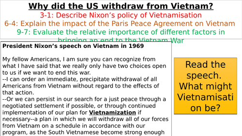 Vietnam War paper 3 Edexcel 9-1 GCSE History scheme of work and ...