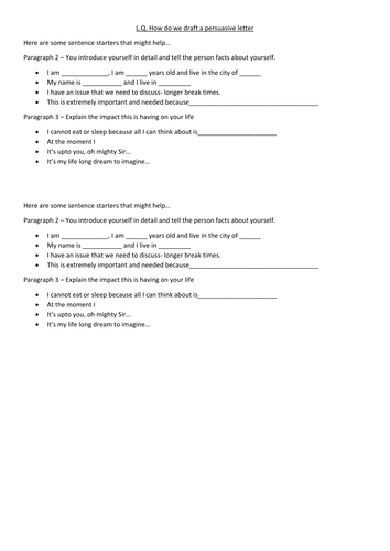 Writing a Persuasive Letter- Upper KS2 | Teaching Resources