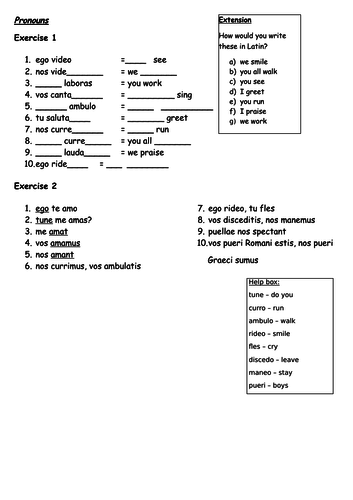 Year 7 Latin - Personal Pronouns | Teaching Resources