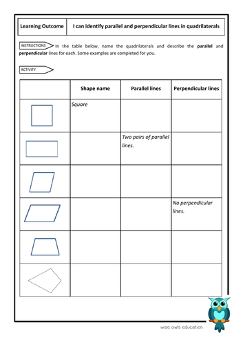 IDENTIFY AND DESCRIBE PARALLEL AND PERPENDICULAR LINES IN ...