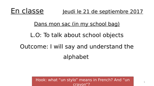 Expo 1 Dans Mon Sac | Teaching Resources