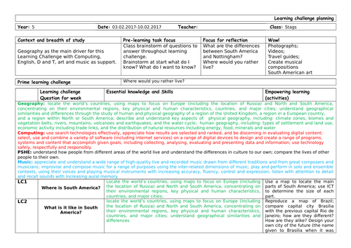 Year 5 topic planning South America | Teaching Resources