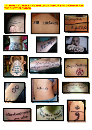 GCSE English Language - TATTOOS letter writing & proof reading lesson ...