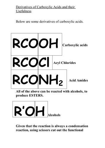 Esters and Derivatives of Carboxylic acids | Teaching Resources