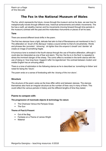 Poem on a Page - Poems of the Decade The Fox in the National Museum of ...