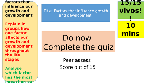 GCSE HEALTH AND SOCIAL CARE- FACTORS THAT INFLUENCE GROWTH AND ...