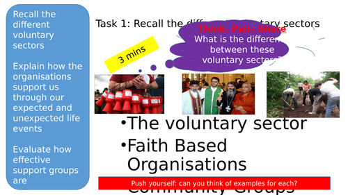 GCSE HEALTH AND SOCIAL CARE- VOLUNTARY SECTOR | Teaching Resources