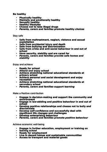 GCSE HEALTH AND SOCIAL CARE- EVERY CHILD MATTERS | Teaching Resources