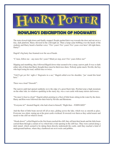 Harry Potter and the Philosopher's Stone - Description of Hogwarts ...
