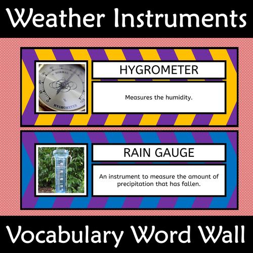 Weather Instruments Vocabulary Word Wall Posters | Teaching Resources