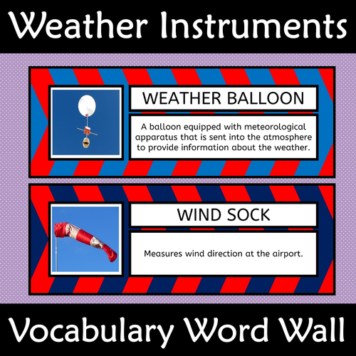 Weather Instruments Vocabulary Word Wall Posters | Teaching Resources