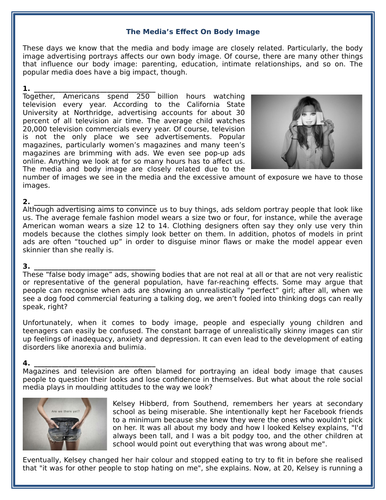 The Media’s Effect On Body Image - Reading Comprehension Worksheet ...