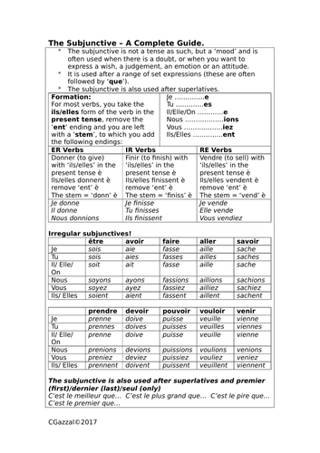 French GCSE (9 - 1) Tenses Revision Sheets and/or Booklet. | Teaching ...