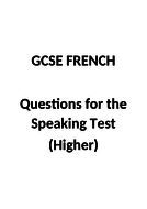 GCSE French - Speaking questions (Higher) | Teaching Resources