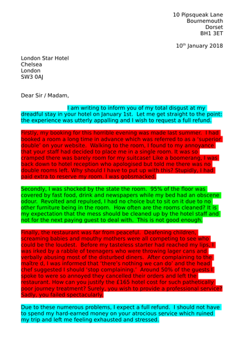 GCSE English Language - Grade 9 Letter of complaint (FULL LESSON ...