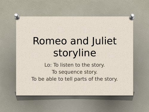 Romeo and Juliet storyline with symbols for SEN students and early ...